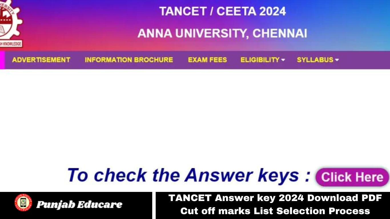 TANCET Answer key 2024- Punjab Educare