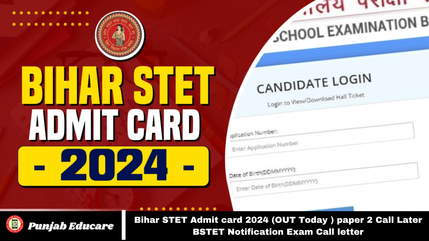 Bihar STET Admit card 2024 - Punjab Educare