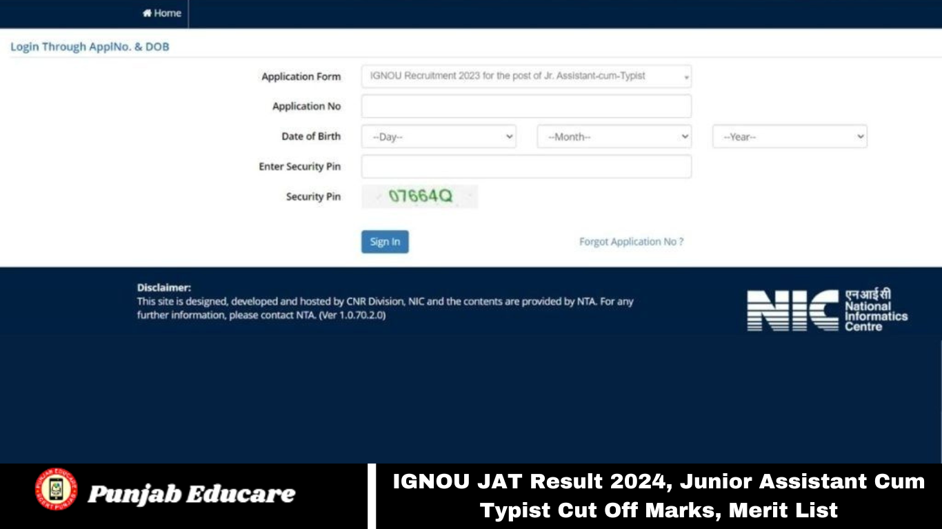 IGNOU JAT Result 2024 - Punjab Educare