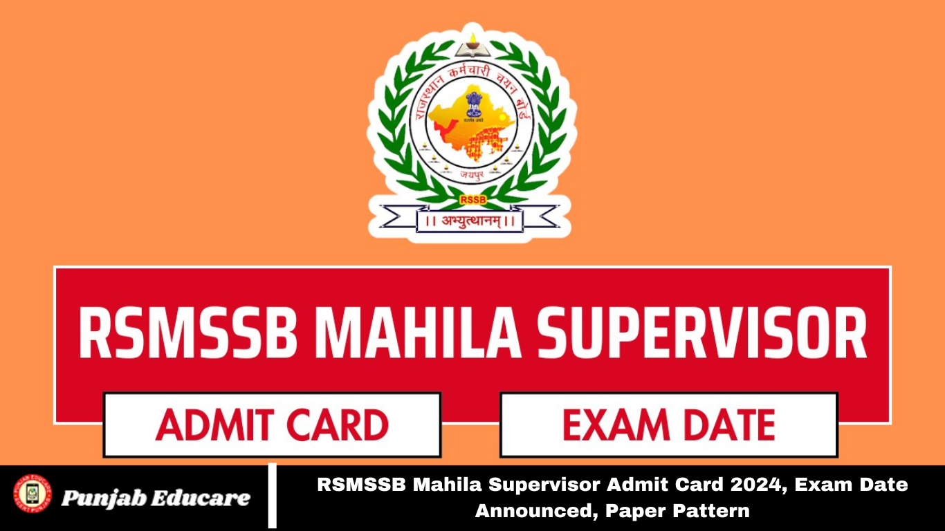 RSMSSB Mahila Supervisor Admit Card 2024 - Punjab Educare