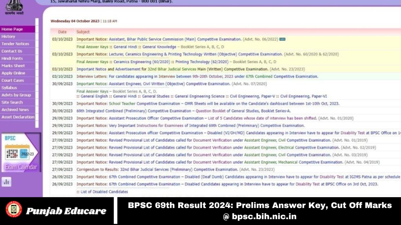 BPSC 69th Result 2024 - Punjab Educare