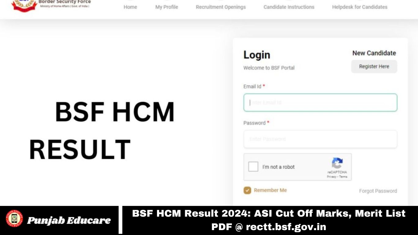 BSF HCM Result 2024 - Punjab Educare