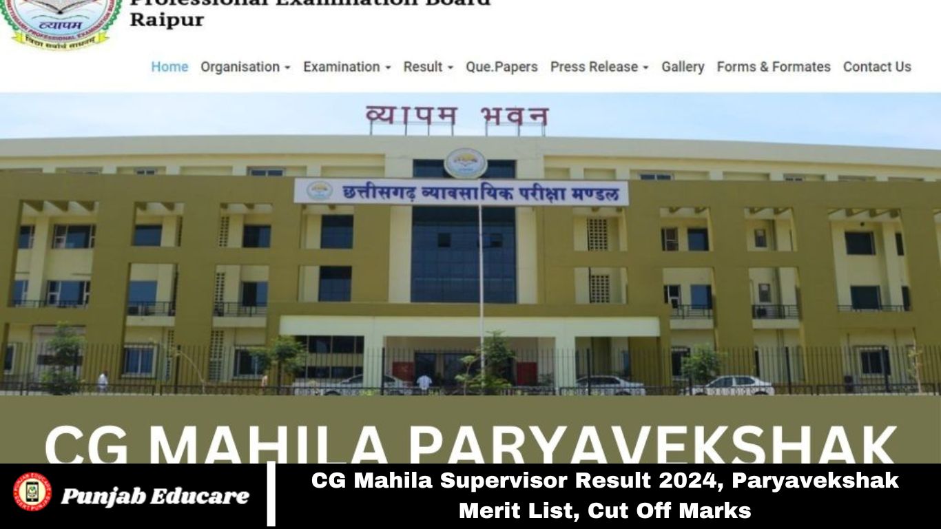 CG Mahila Supervisor Result 2024 - Punjab Educare