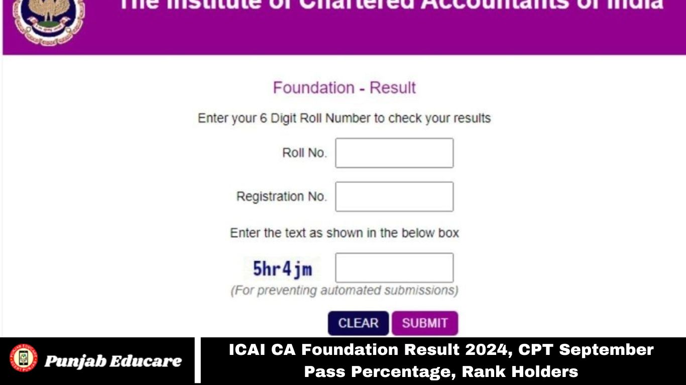 ICAI CA Foundation Result 2024 - Punjab Educare
